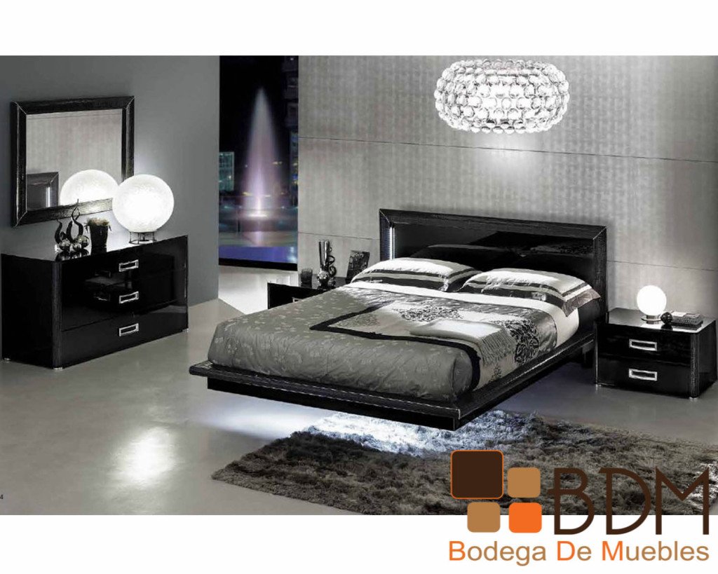 Recámara Negra con Luz en la Base - Bodega de Muebles | Mueblería Online