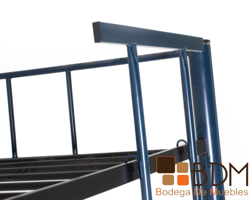 Litera tubular individual moderna negro con azul - Bodega de muebles