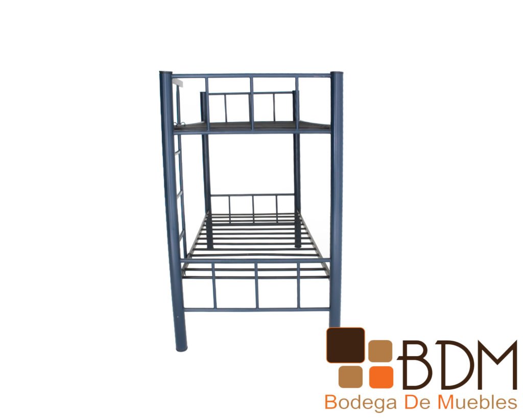 Litera tubular individual moderna negro con azul - Bodega de muebles