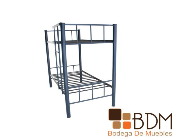 Litera tubular individual moderna negro con azul - Bodega de muebles