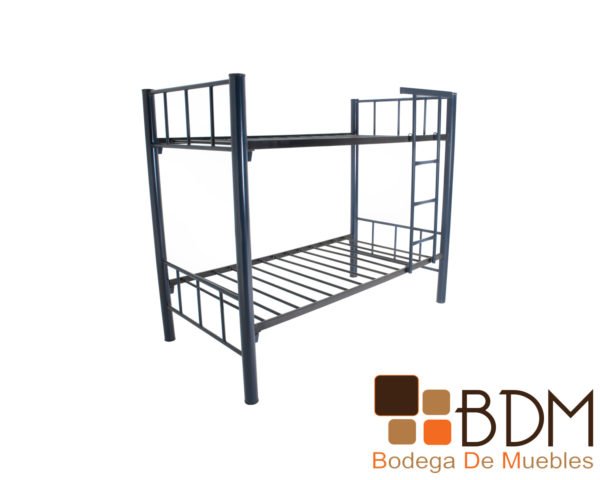 Litera tubular individual moderna negro con azul - Bodega de muebles