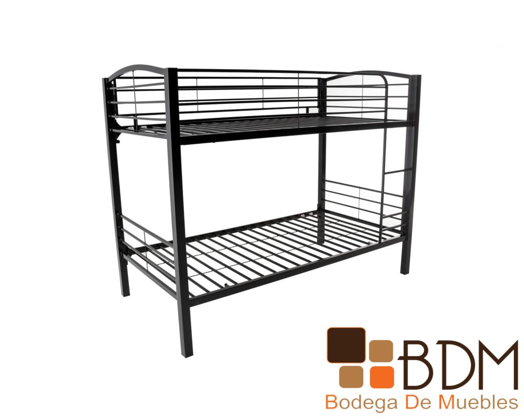 Litera tubular individual en acero color negro - Bodega de muebles